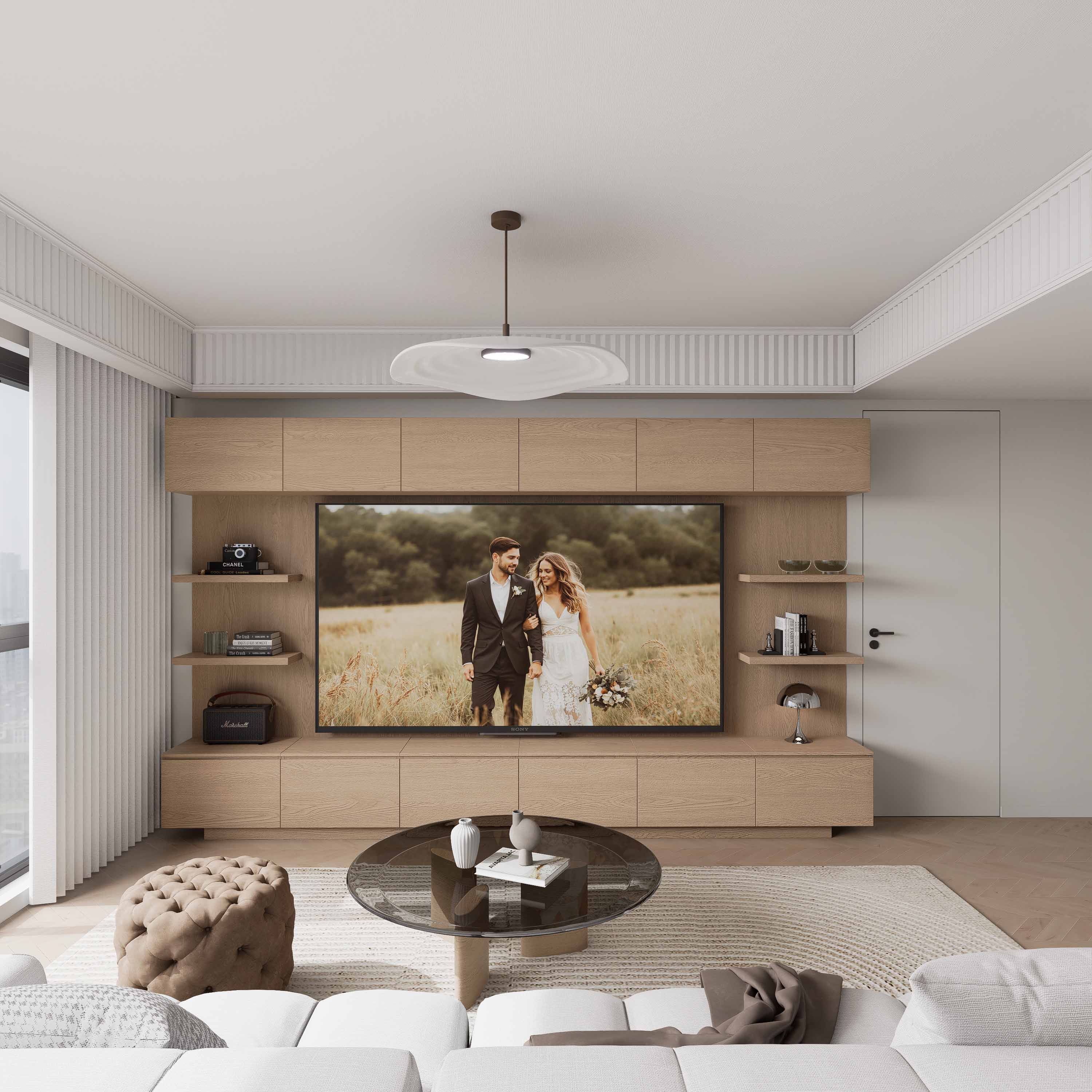 Luxury Wall Unit: Capri Oak Media Center – WallUnitsToGo