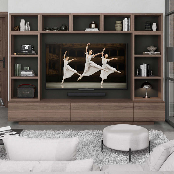 Luxury Wall Unit: Rowan Walnut Media Center – WallUnitsToGo