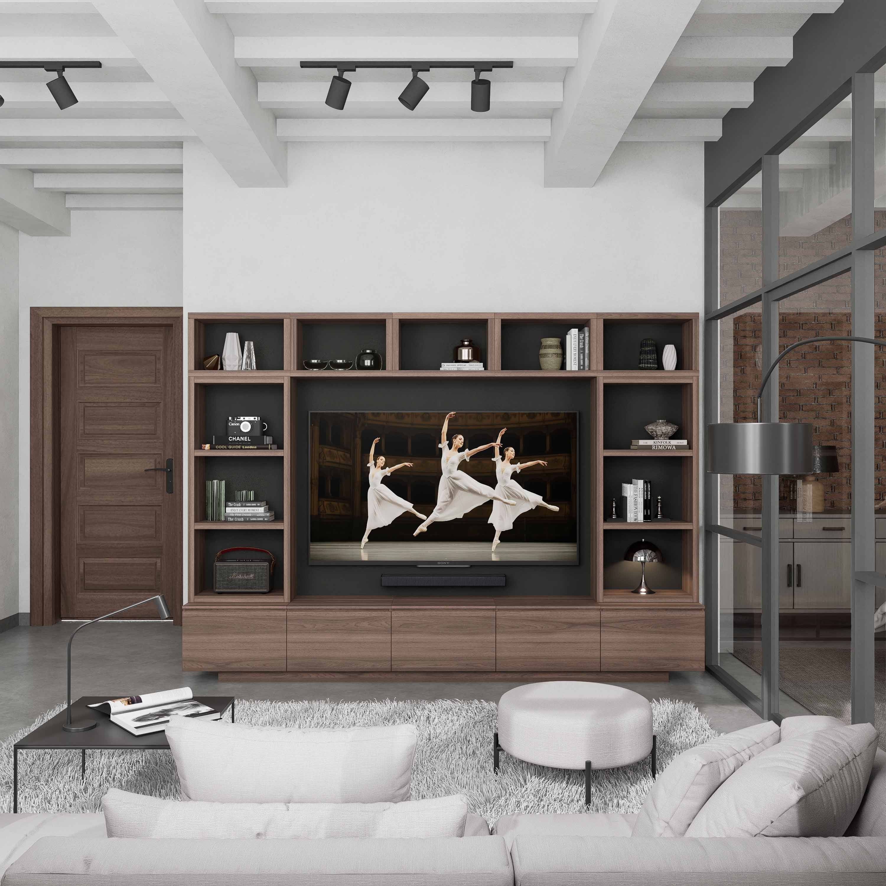 Luxury Wall Unit: Rowan Walnut Media Center – WallUnitsToGo